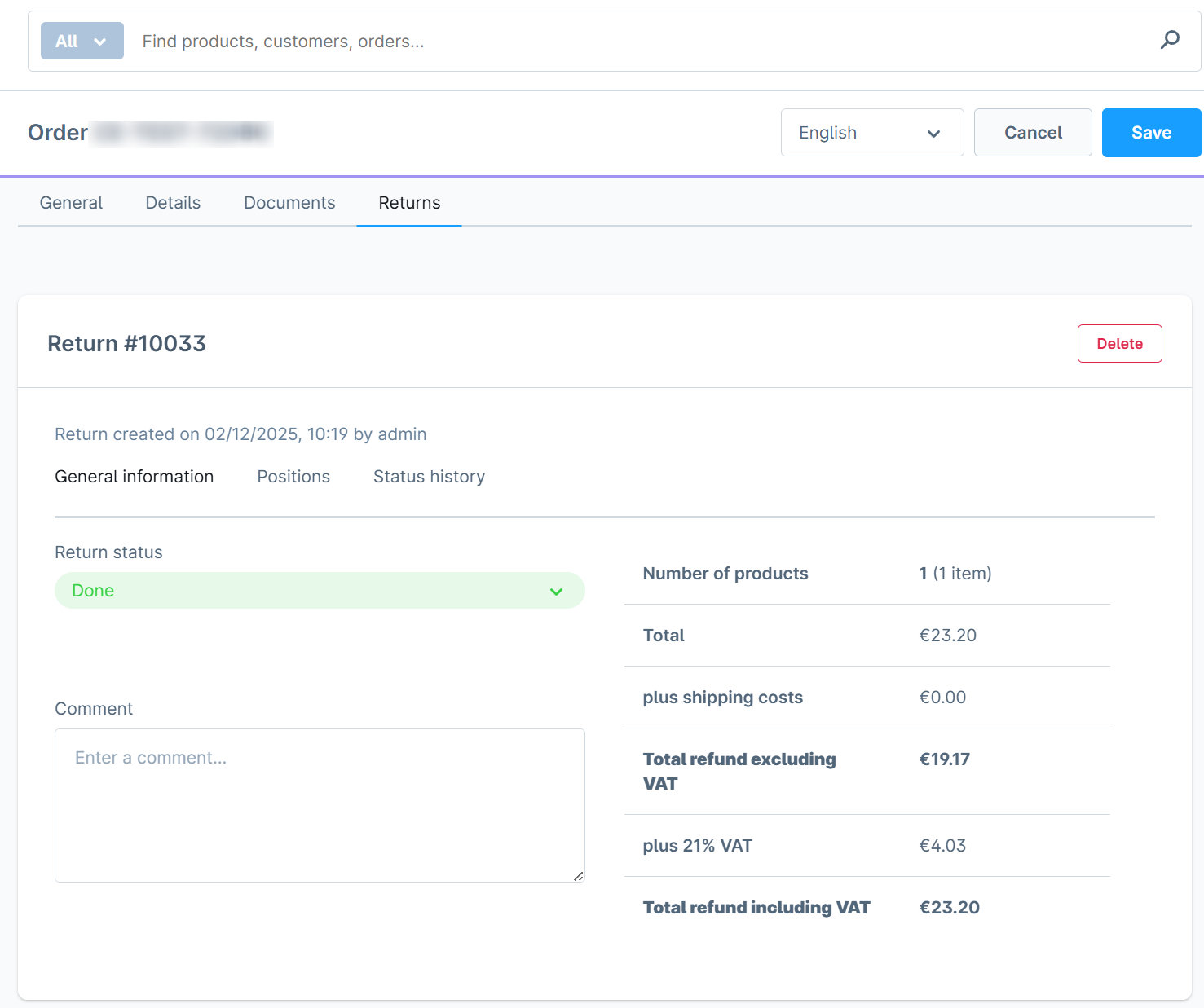 Shopware 6: returns – ChannelEngine Help Center